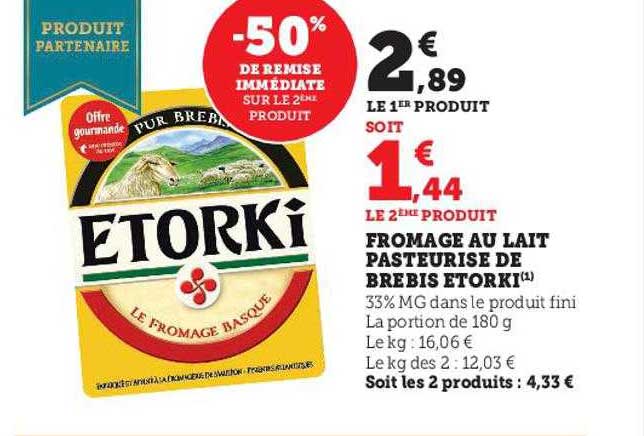Promo Fromage Au Lait Pasteurisé De Brebis étorki chez Hyper U ...