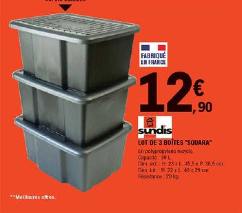 Promo Lot De 3 Boîtes "squara" Sundis chez E.Leclerc Brico - iCatalogue.fr