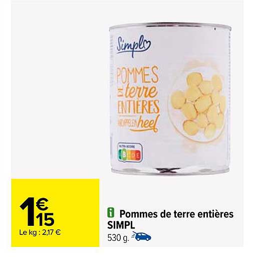 Promo Pommes De Terre Entières Simpl chez Carrefour - iCatalogue.fr