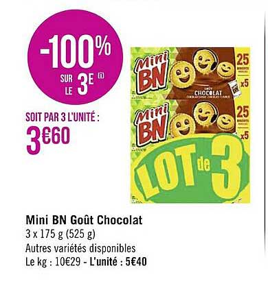 Promo Mini Bn Goût Chocolat chez Casino Supermarchés - iCatalogue.fr