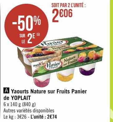 Promo Yaourts Nature Sur Fruits Panier De Yoplait chez Géant Casino ...