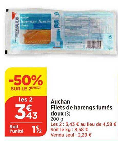 Promo Auchan Filets De Harengs Fumés Doux chez Atac - iCatalogue.fr Promo Auchan Filets De Harengs Fumés Doux chez Atac - iCatalogue.fr