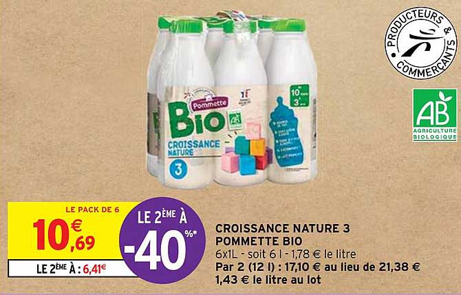 Promo Croissance Nature 3 Pommette Bio chez Intermarché Hyper ...