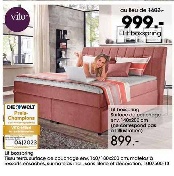 Promo Lit Boxspring Vito chez Mobel Martin - iCatalogue.fr