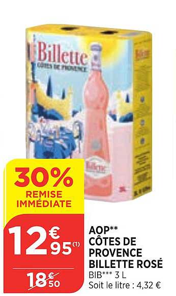 Promo Aop Côtes De Provence Billette Rosé chez Maximarché - iCatalogue.fr