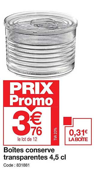 Promo Boîtes Conserve Transparentes 4,5 Cl chez Promocash - iCatalogue.fr