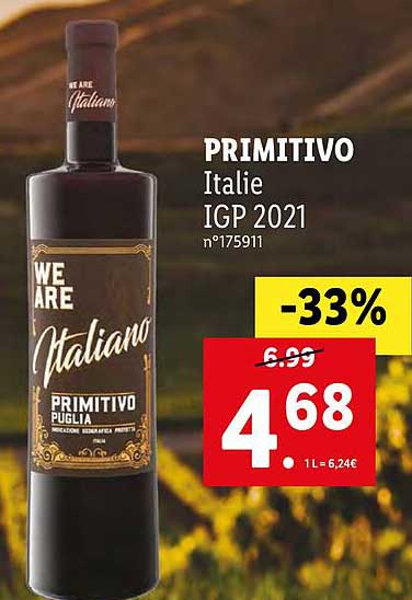 Promo Primitivo Italie Igp 2021 chez Lidl - iCatalogue.fr