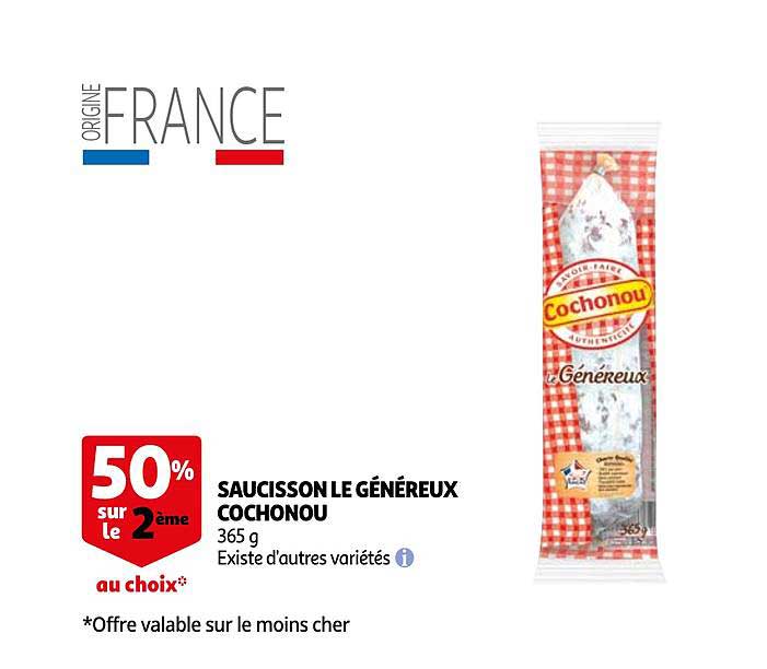 Promo Saucisson Le GÉnÉreux Cochonou chez Auchan - iCatalogue.fr
