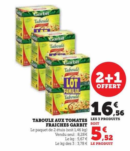 Promo Taboule Aux Tomates Fraîches Garbit chez Super U - iCatalogue.fr