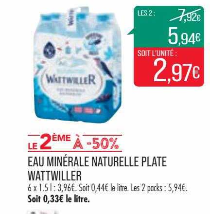 Promo Eau Minérale Naturelle Plate Wattwiller chez Match - iCatalogue.fr