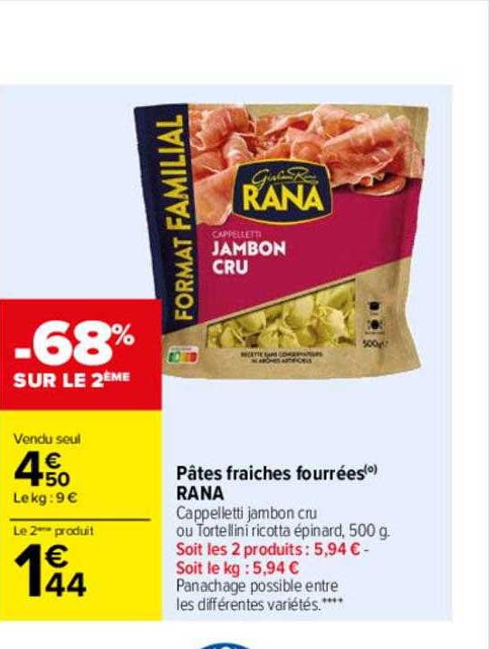 Promo Pâtes Fraîches Fourrées Rana chez Carrefour - iCatalogue.fr