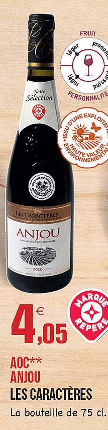 Promo Aoc Anjou Les Caractères chez E.Leclerc - iCatalogue.fr