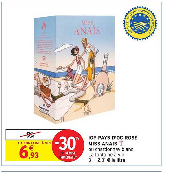 Promo Igp Pays D'oc Rosé Miss Anaïs chez Intermarché Hyper - iCatalogue.fr
