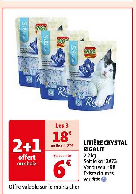 Promo Litière Crystal Rigalit chez Auchan - iCatalogue.fr