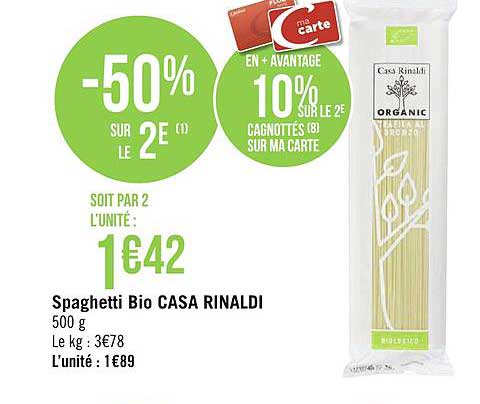 Promo Spaghetti Bio Casa Rinaldi chez Géant Casino - iCatalogue.fr