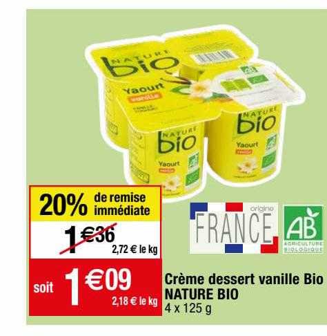 Promo Crème Dessert Vanille Bio Nature Bio chez Migros France ...
