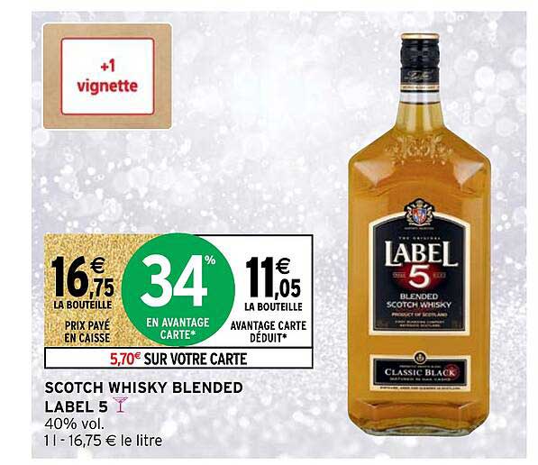 Promo Scotch Whisky Blended Label 5 chez Intermarché Express ...