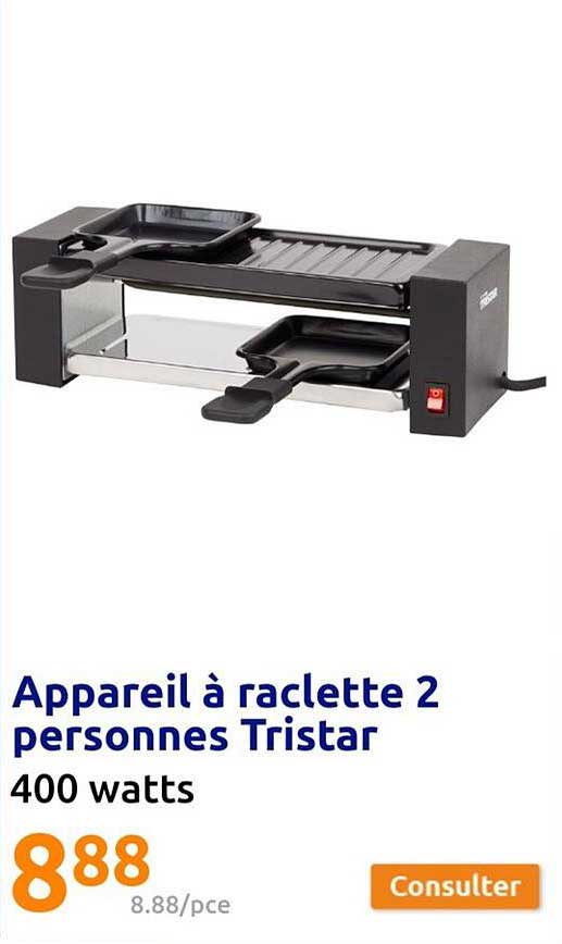 Promo Appareil à Raclette 2 Personnes Tristar chez Action - iCatalogue.fr