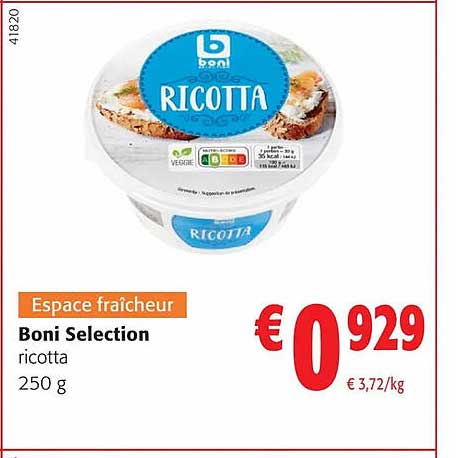 Promo Boni Selection Ricotta chez Colruyt - iCatalogue.fr
