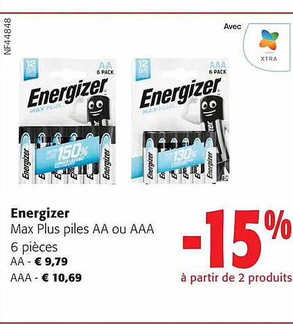 Promo Energizer Max Plus Piles Aa Ou Aaa chez Colruyt - iCatalogue.fr