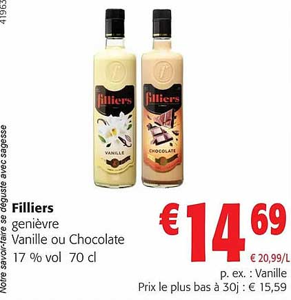 Promo Filiers Genièvre Vanille Ou Chocolate chez Colruyt - iCatalogue.fr