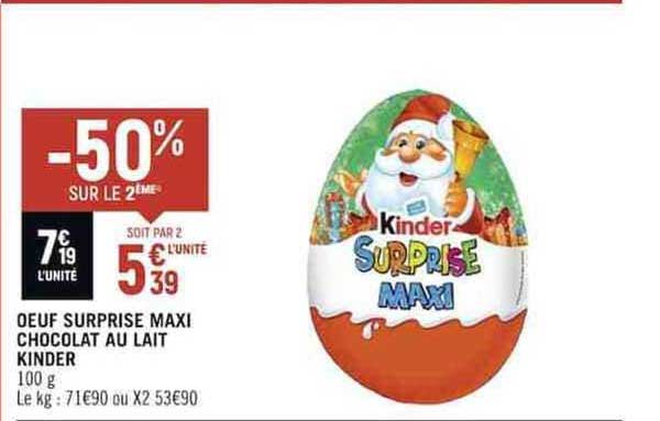 Promo œuf Surprise Maxi Chocolat Au Lait Kinder chez Spar - iCatalogue.fr
