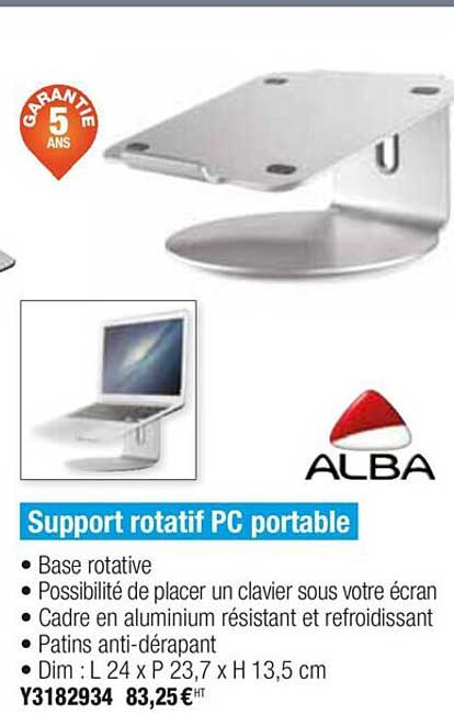 Offre Support Rotatif Pc Portable Alba chez Plein Ciel