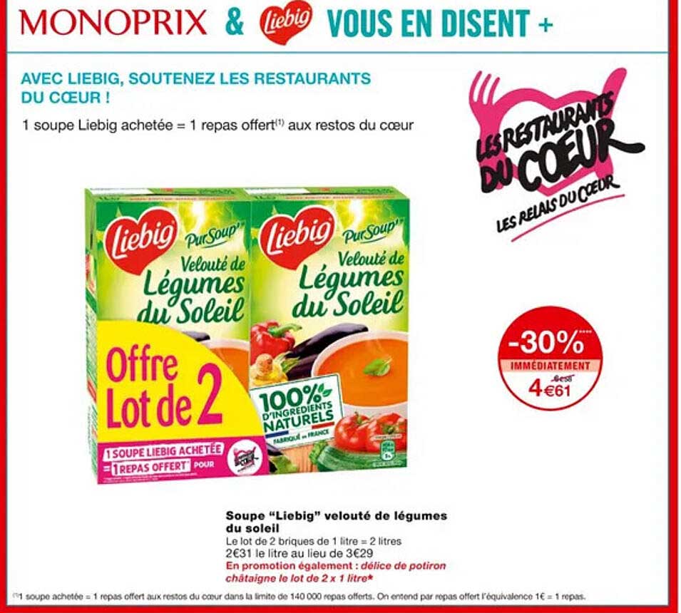 Promo Soupe "liebig" Velouté De Légumes Du Soleil chez Monoprix ...