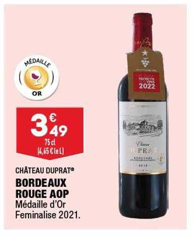 Promo Bordeaux Rouge Aop Château Duprat chez Aldi - iCatalogue.fr