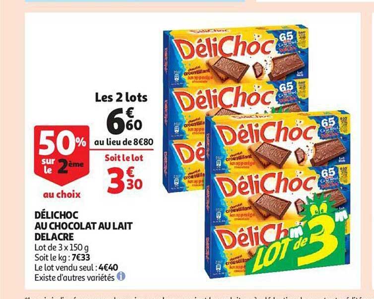 Promo Délichoc Au Chocolat Au Lait Delacre chez Auchan - iCatalogue.fr