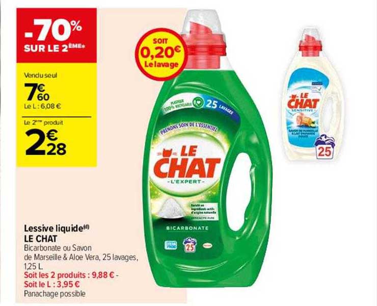 Promo Lessive Liquide Le Chat chez Carrefour Contact - iCatalogue.fr