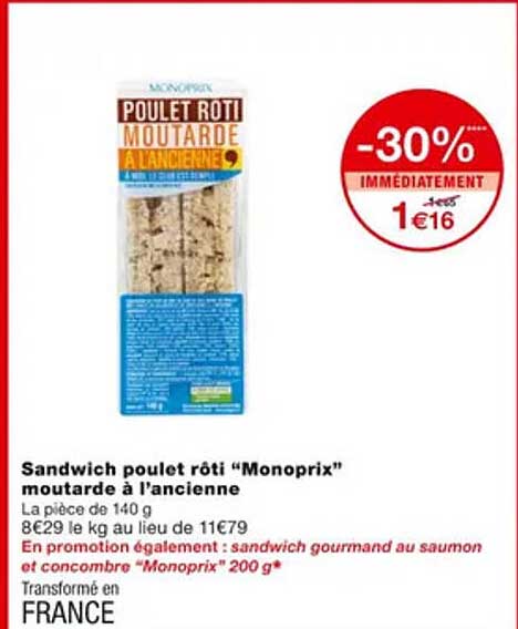 Promo Sandwich Poulet Rôti "monoprix" Moutarde à L'ancienne chez ...