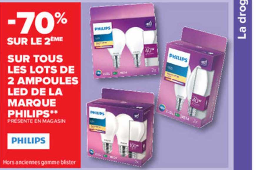 Promo 2 Ampoules Philips chez Carrefour Market - iCatalogue.fr