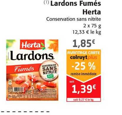 Promo Lardons Fumés Herta chez Colruyt - iCatalogue.fr