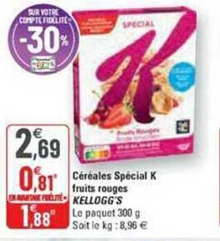 Offre Céréales Spécial K Fruits Rouges Kellogg's chez G20