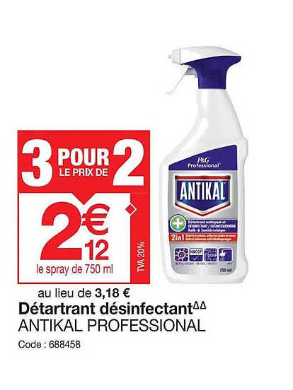 Promo Détartrant Désinfectant Antikal Professional chez Promocash ...
