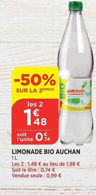 Promo Limonade Bio Auchan chez Bi1 - iCatalogue.fr