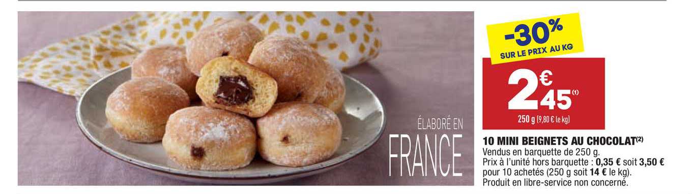 Promo 10 Mini Beignets Au Chocolat chez Aldi - iCatalogue.fr