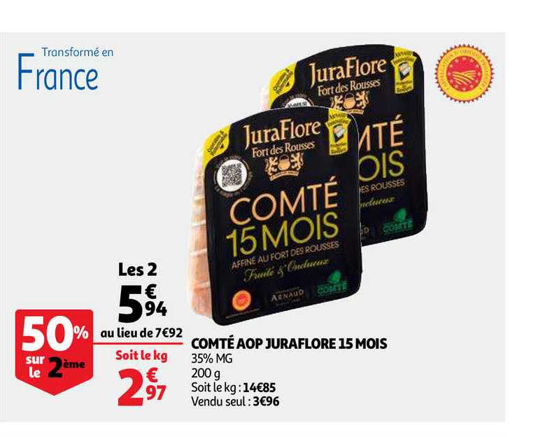 Promo Comté Aop Juraflore 15 Mois chez Auchan - iCatalogue.fr