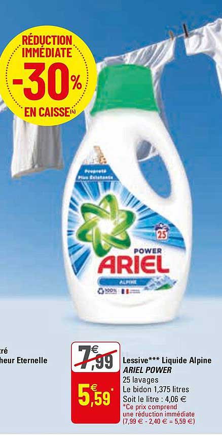 Promo Lessive Liquide Alpine Ariel Power chez G20 - iCatalogue.fr