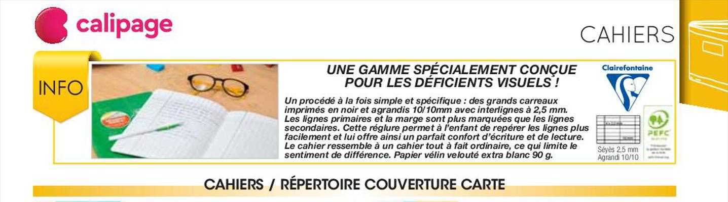Promo Cahiers Clairefontaine chez Calipage - iCatalogue.fr