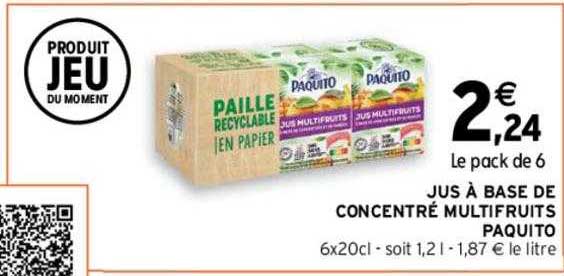 Promo Jus à Base De Concentré Multifruits Paquito chez Intermarché ...