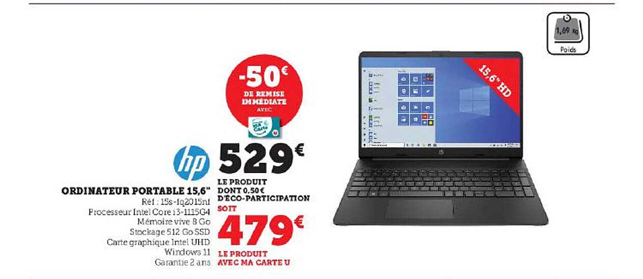 Promo Ordinateur Portable 15,6" Hp chez Super U - iCatalogue.fr