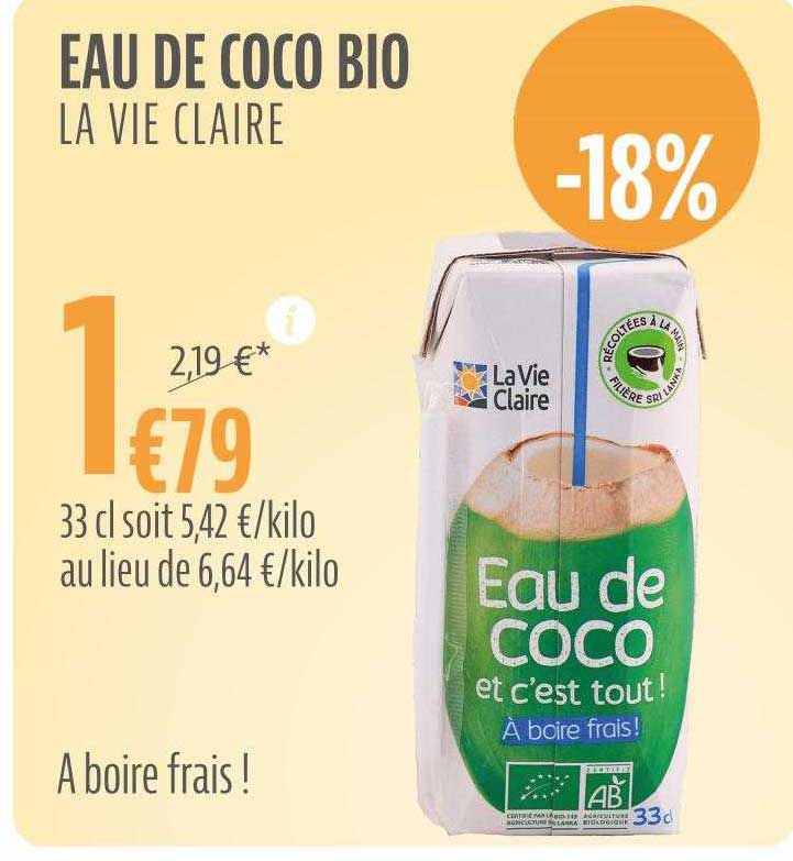 Promo Eau De Coco Bio chez La Vie claire - iCatalogue.fr