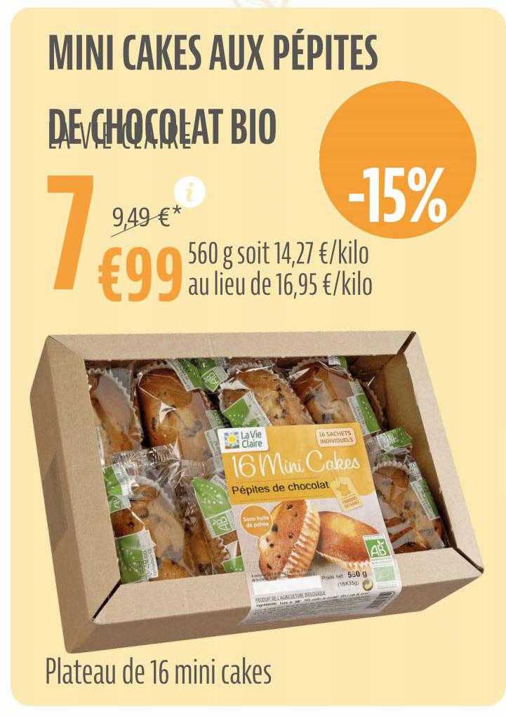 Promo Mini Cakes Aux Pépites De Chocolat Bio chez La Vie claire ...