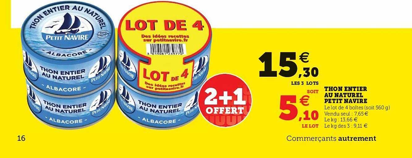 Promo Thon Entier Au Naturel Petit Navire chez Hyper U - iCatalogue.fr