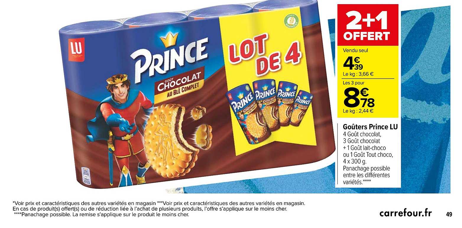 Offre Goûters Fourrés Prince Lu chez Match